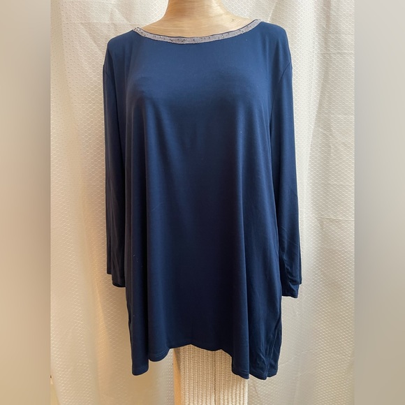 Tribal | Tops | Tribal Xl 34 Sleeve Deep Blue Top | Poshmark